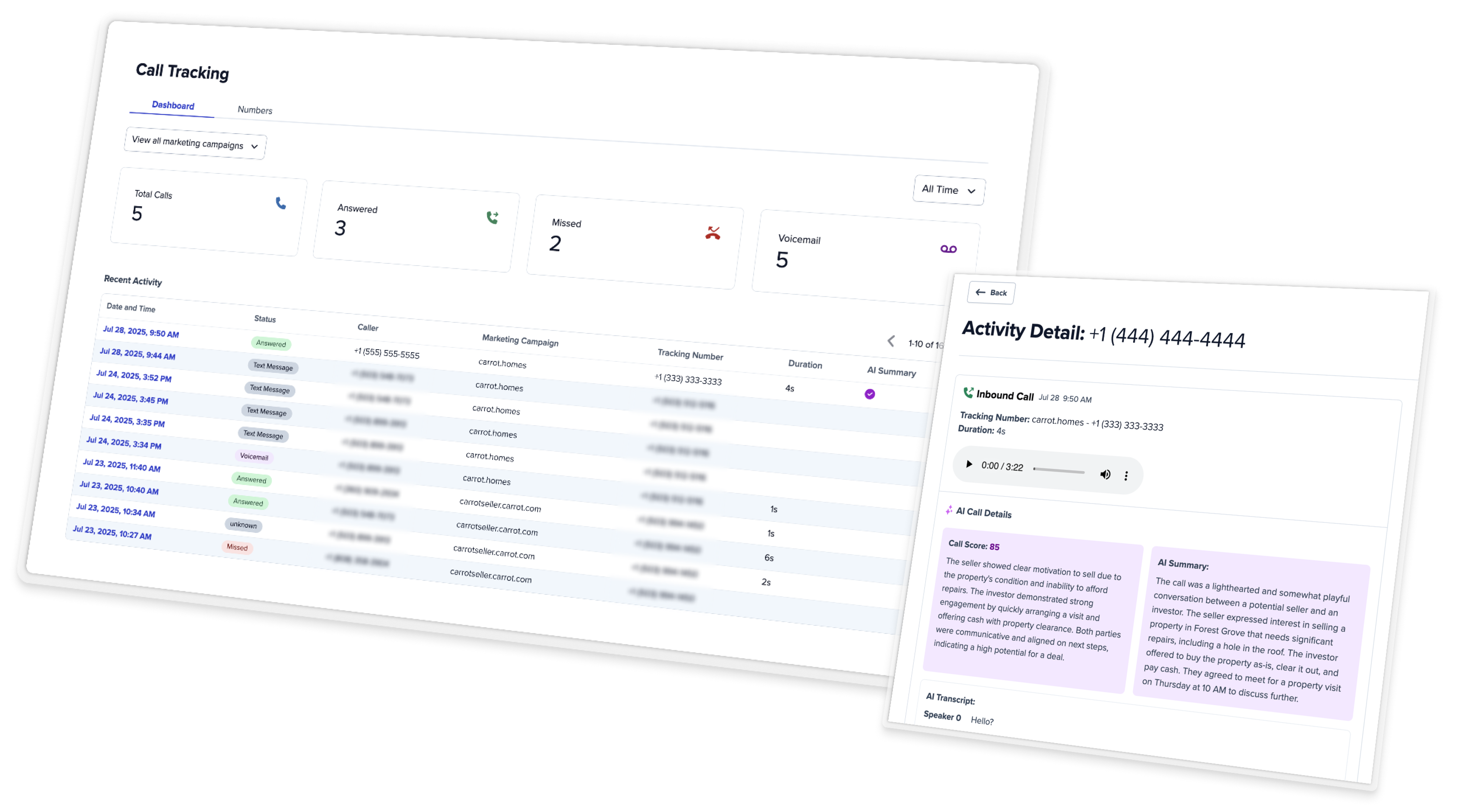 Getting Started with Call Tracking and Call Tracking FAQ | Carrot Help ...